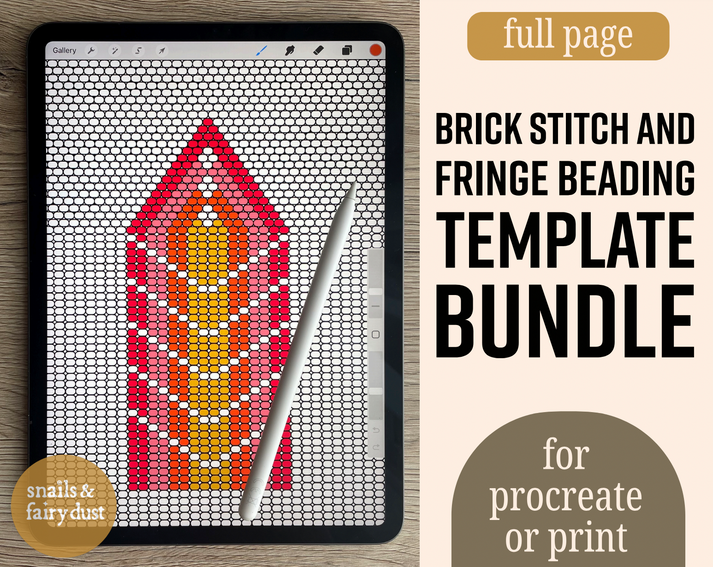 Full Page Brick Stitch and Fringe Beading Template Bundle - Digital Be ...
