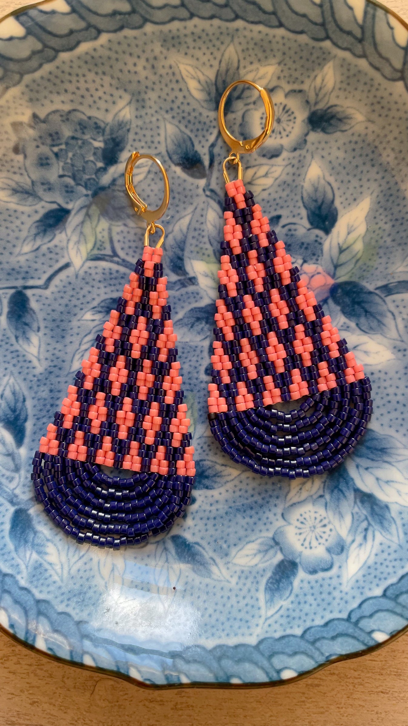 Anne's Lace Fringe Brick Stitch Earring Pattern with Miyuki Delica ...