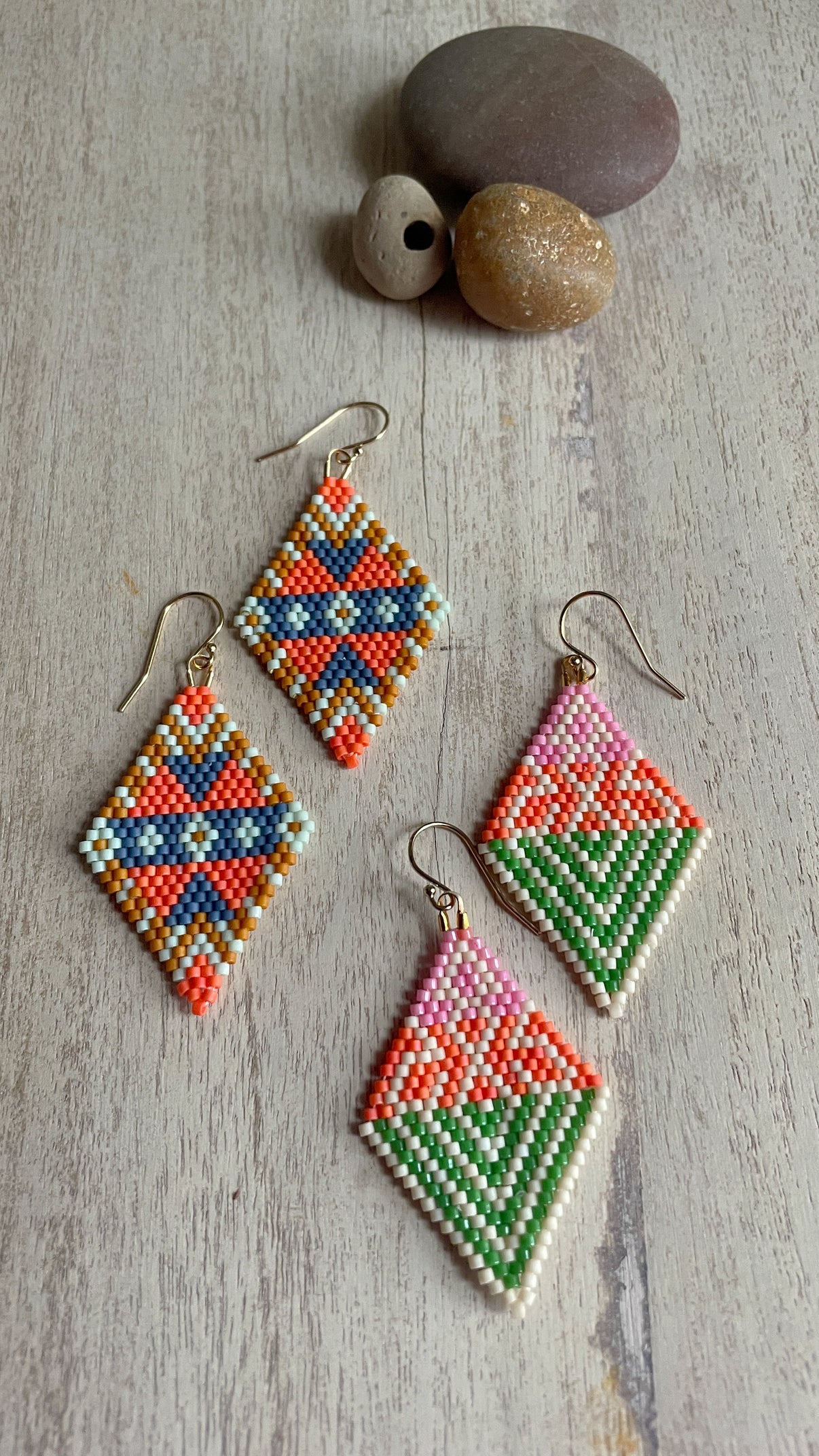 Dianthus Brick Stitch Earring Pattern with Miyuki Delica Beads- Digital ...