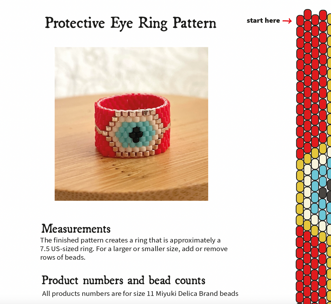 Evil Eye Peyote Stitch Beaded Ring Pattern - FREE instant download ...
