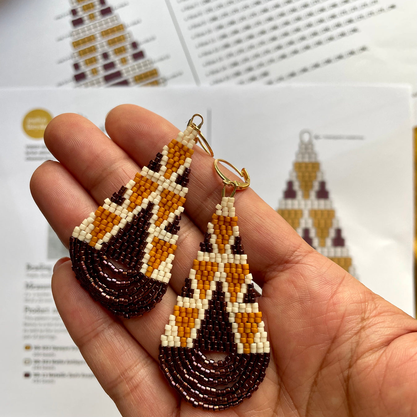Anne's Lace Fringe Brick Stitch Earring Pattern with Miyuki Delica ...