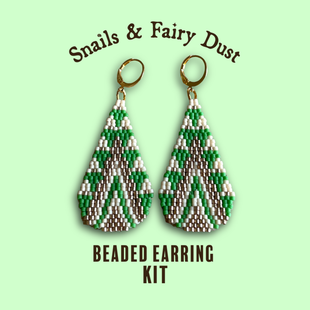 First Green Beaded Earring Kit PREORDER – Snails and Fairydust